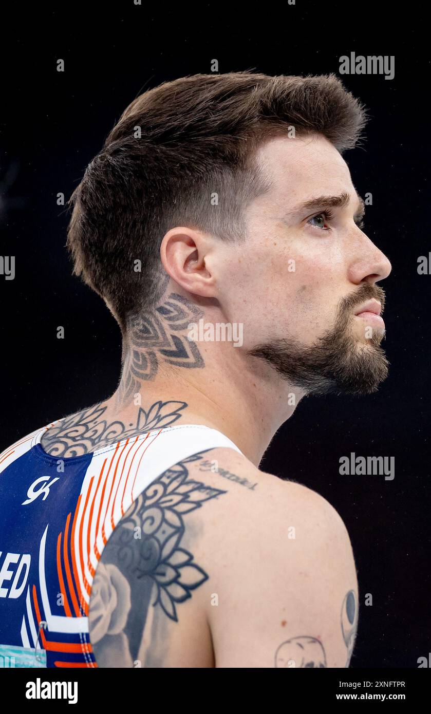 PARIS - Gymnast Casimir Schmidt in action during the men's all-around ...