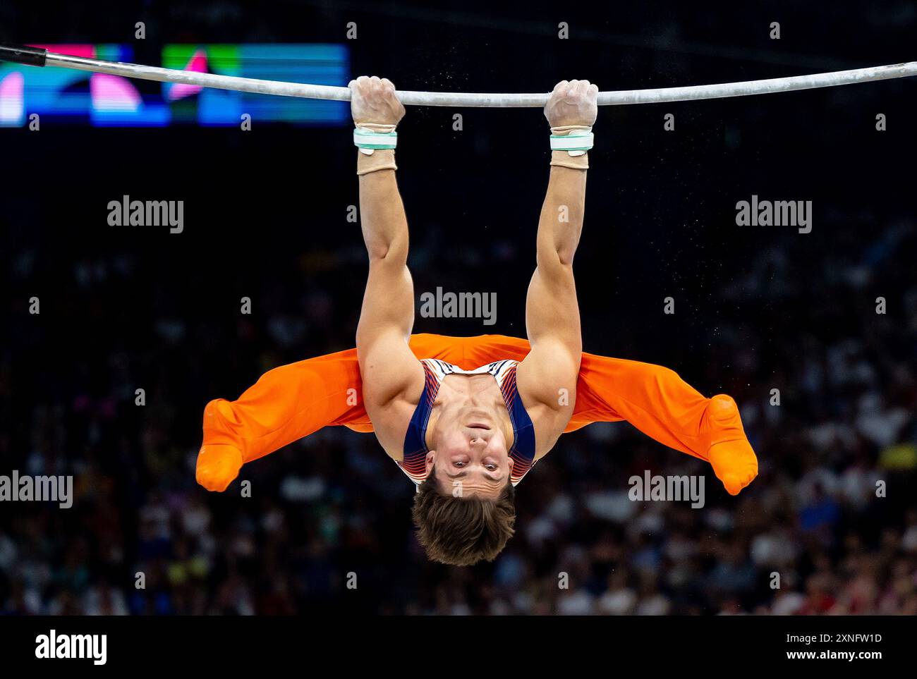 PARIS - Gymnast Frank Rijken in action during the men's all-around ...