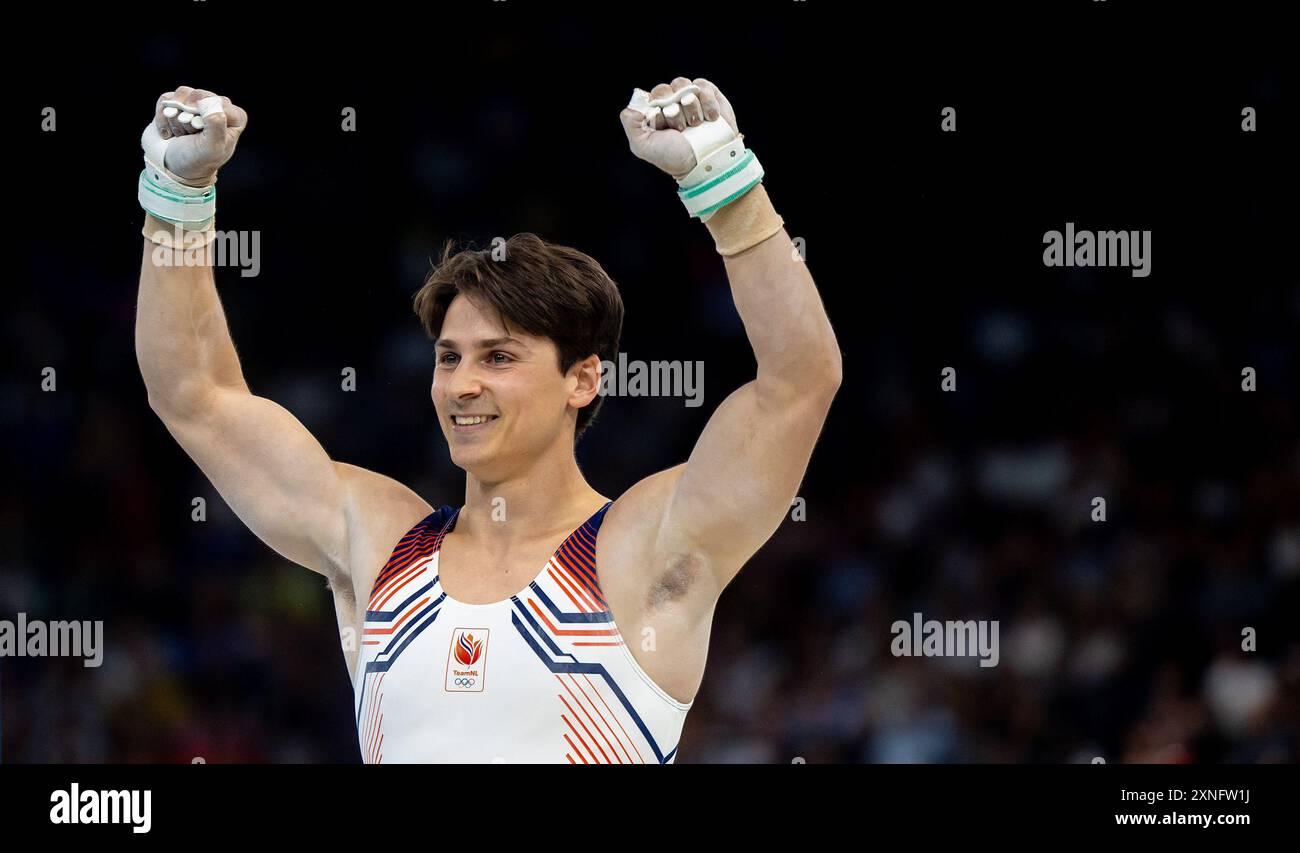 PARIS - Gymnast Frank Rijken in action during the men's all-around ...