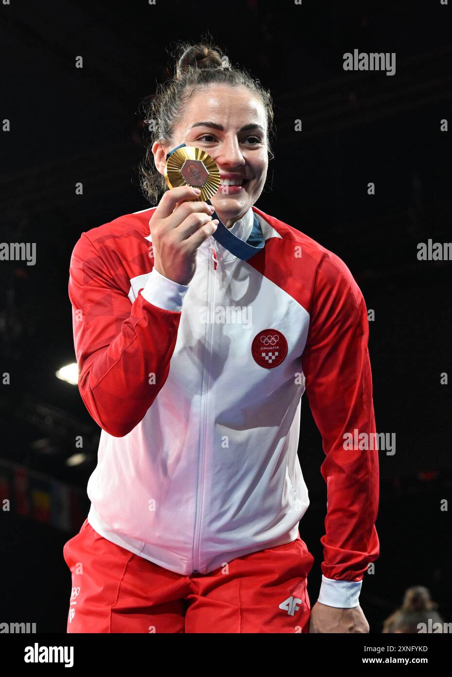 Paris, France. 31st July, 2024. Gold medalist Barbara Matic of Croatia ...