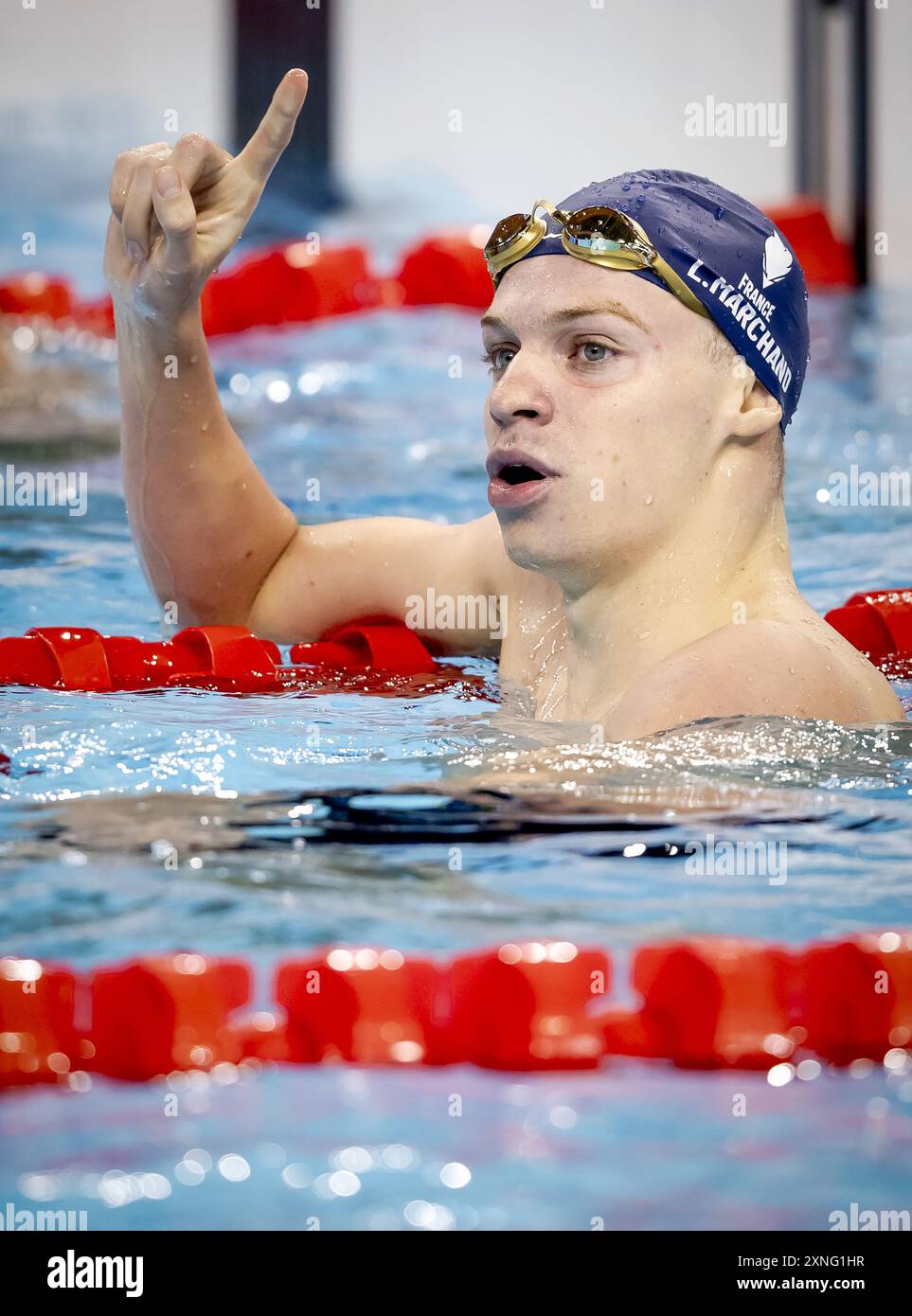 PARIS - Leon Marchand in action during the 200-meter butterfly finals ...