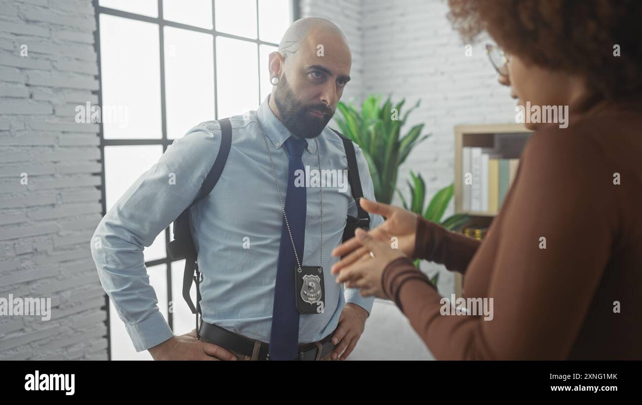 Bald detective man beard talks hi-res stock photography and images - Alamy
