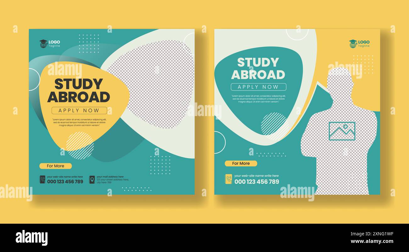 Study abroad social media posts banner, ads template and education ...