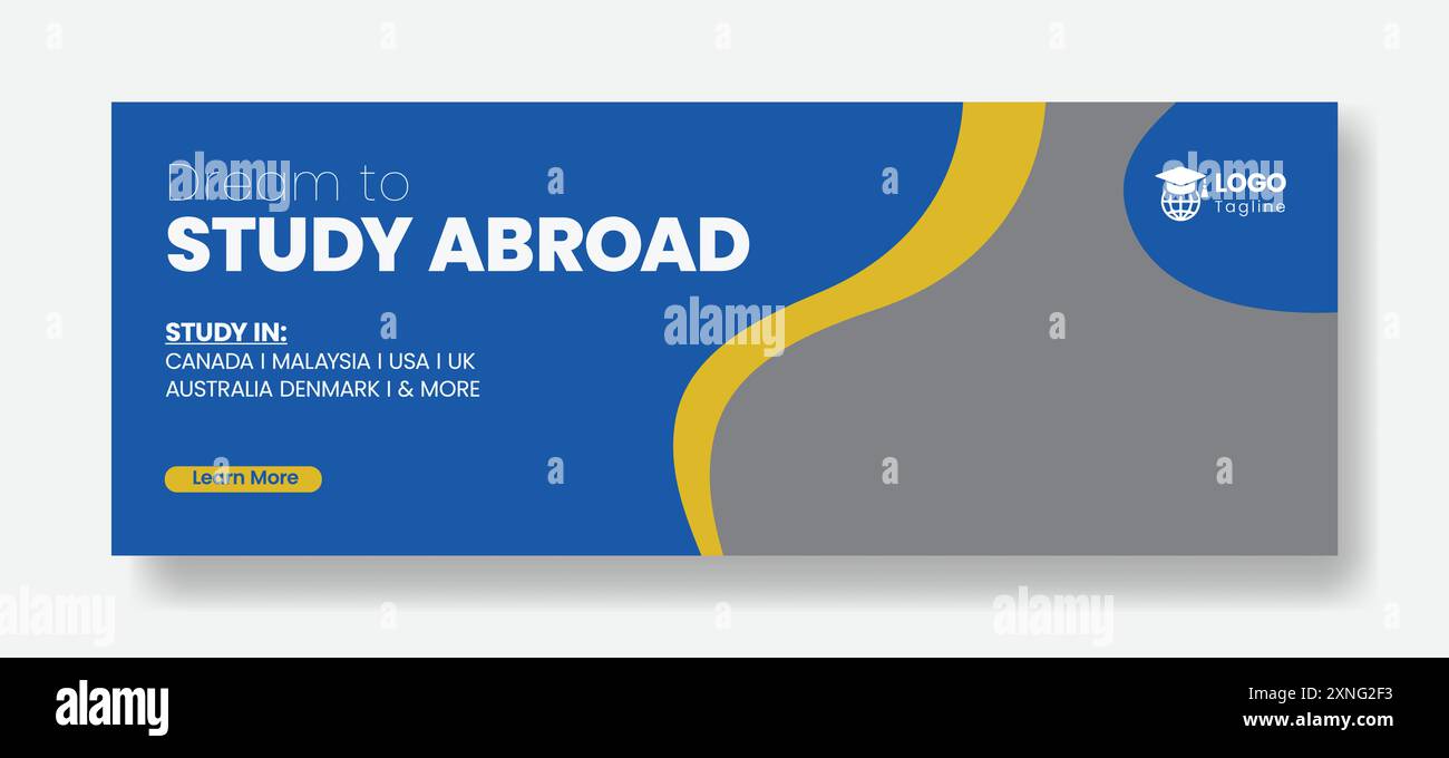 Study abroad horizontal web banner template , education social media ...