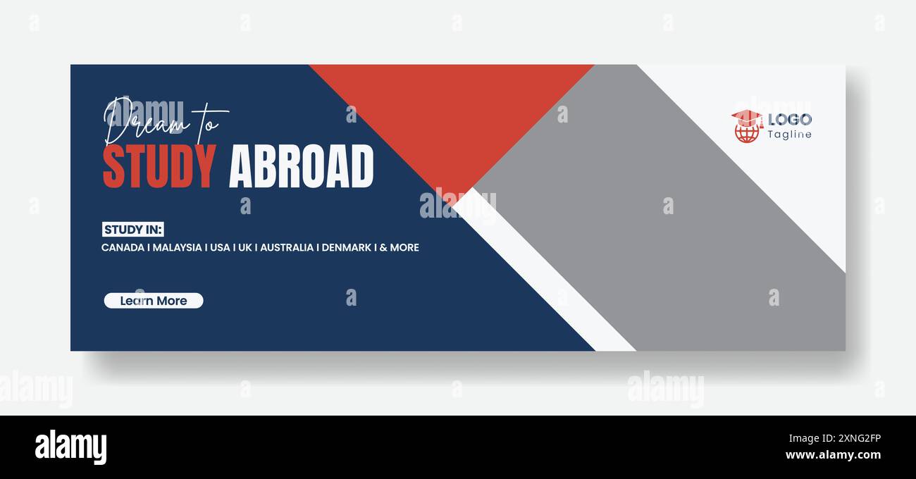 Study abroad horizontal web banner template , education social media ...