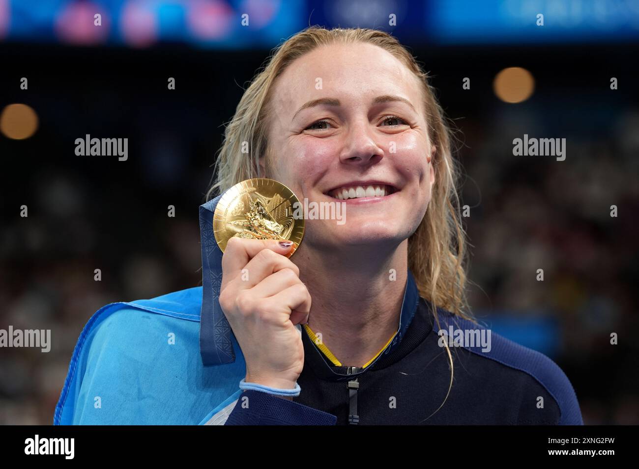 Sweden's Sarah Sjostrom poses with her gold medal after the women's ...