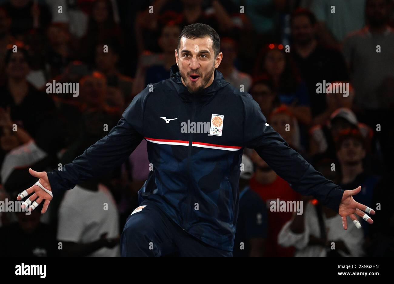 Paris, France. 31st July, 2024. Gold medalist Lasha Bekauri of Georgia ...