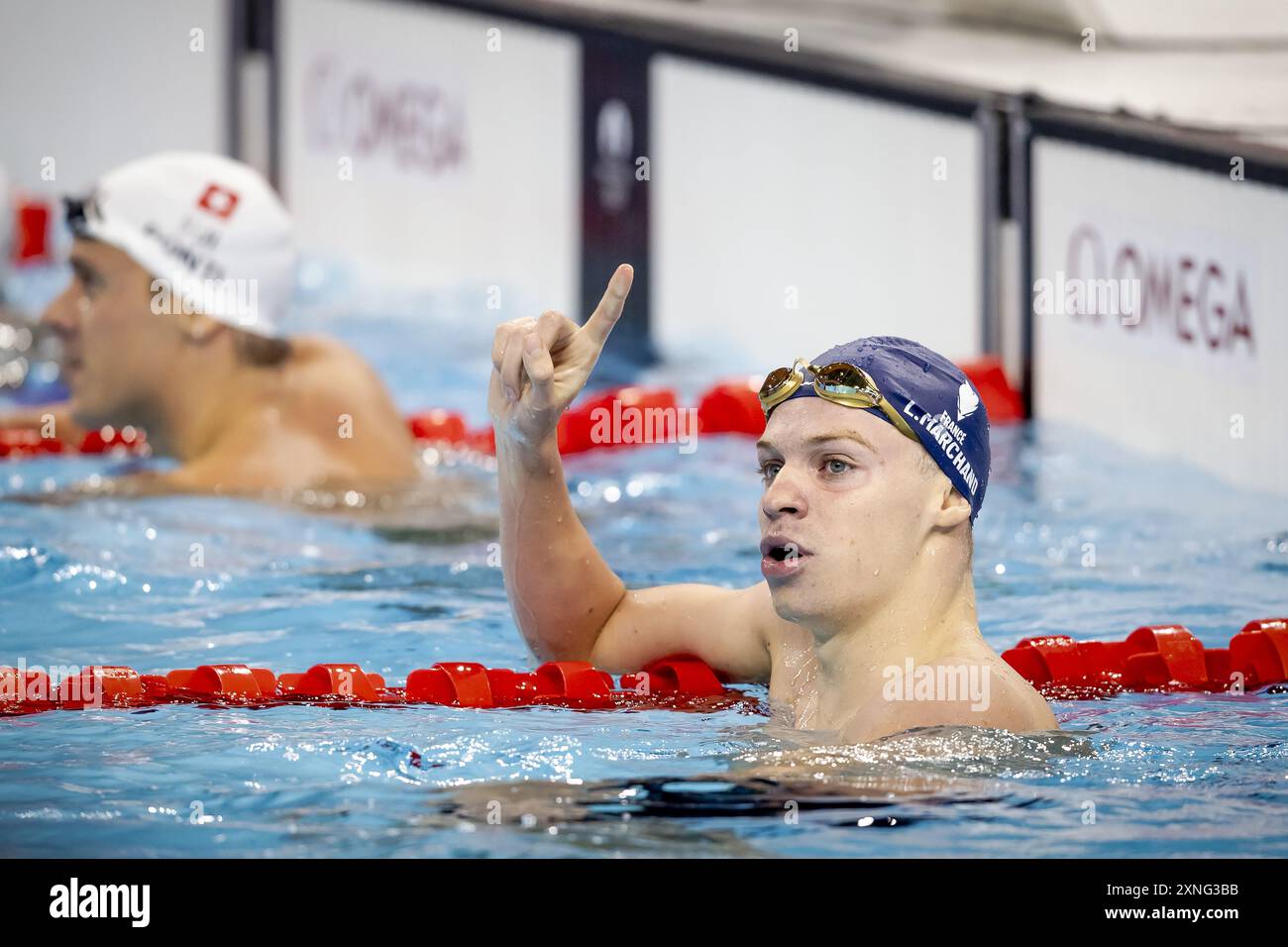 PARIS - Leon Marchand in action during the 200-meter butterfly finals ...