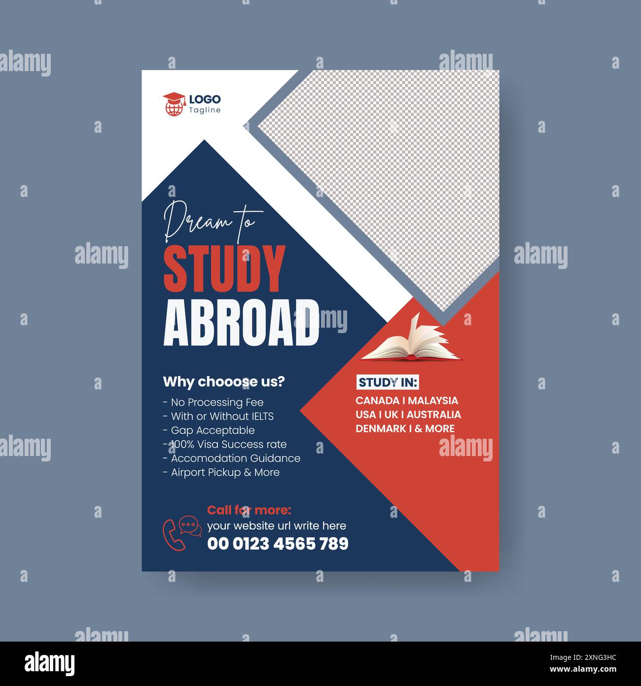 Study abroad flyer or university admission poster template design Stock ...