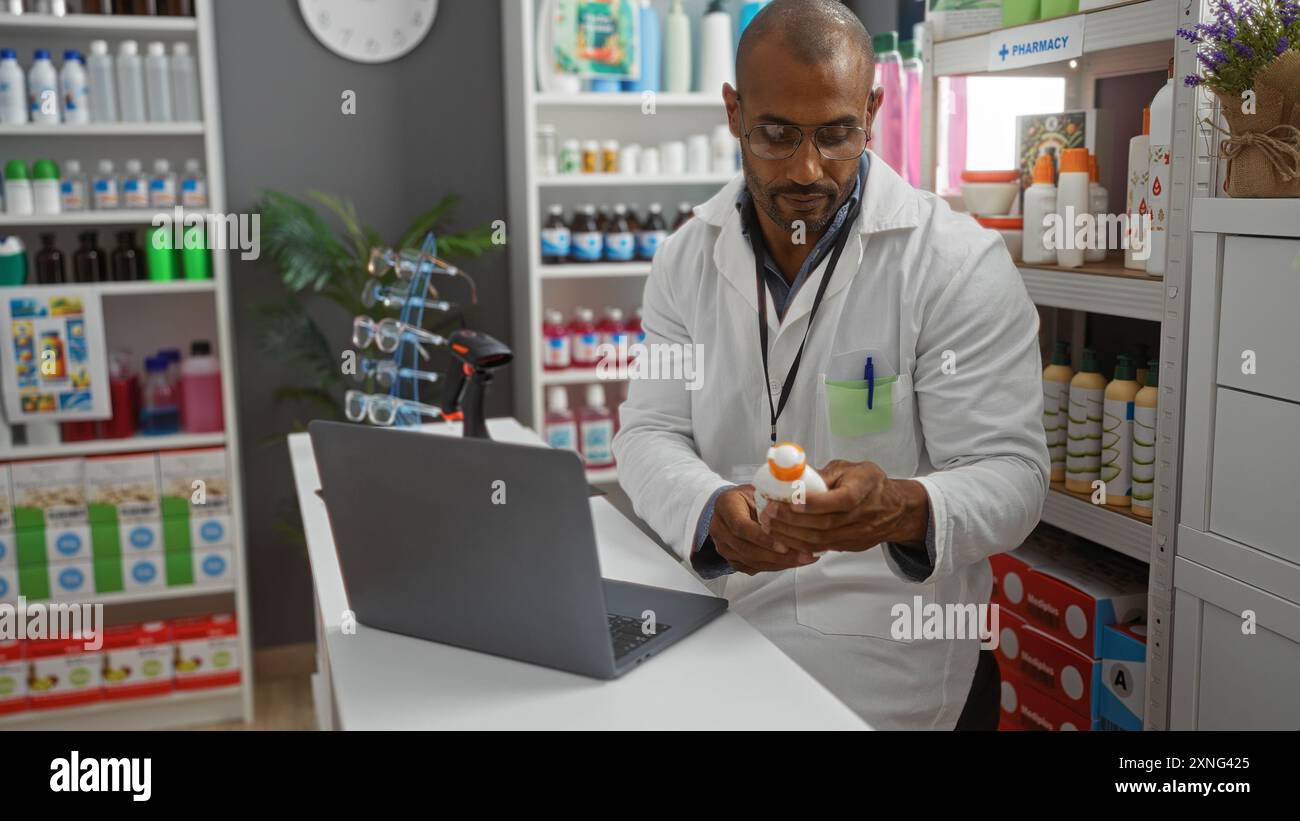 Young customer checking bottles hi-res stock photography and images - Alamy