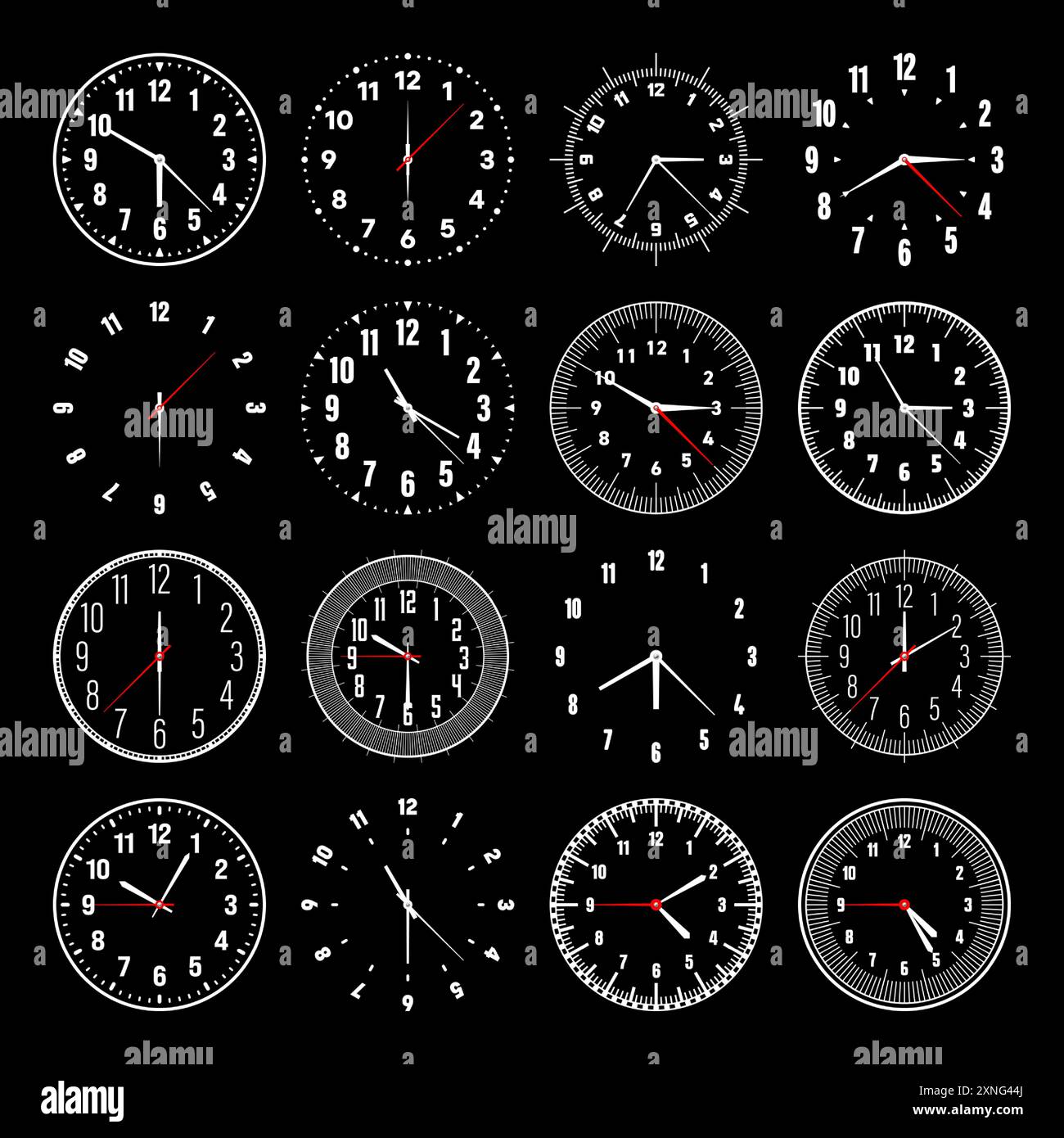 Mechanical clock faces with hands, bezel. Watch dial with minute, hour ...