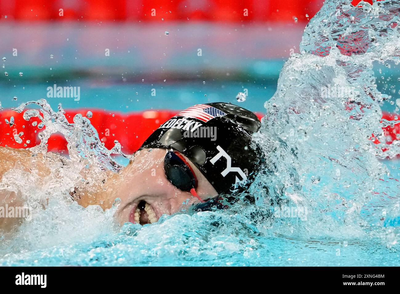 Katie Ledecky, of the United States, competes in the women's 1500-meter ...