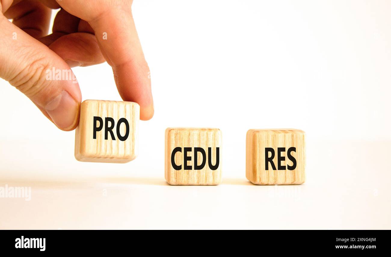Procedures symbol. Concept word Procedures on beautiful wooden blocks ...