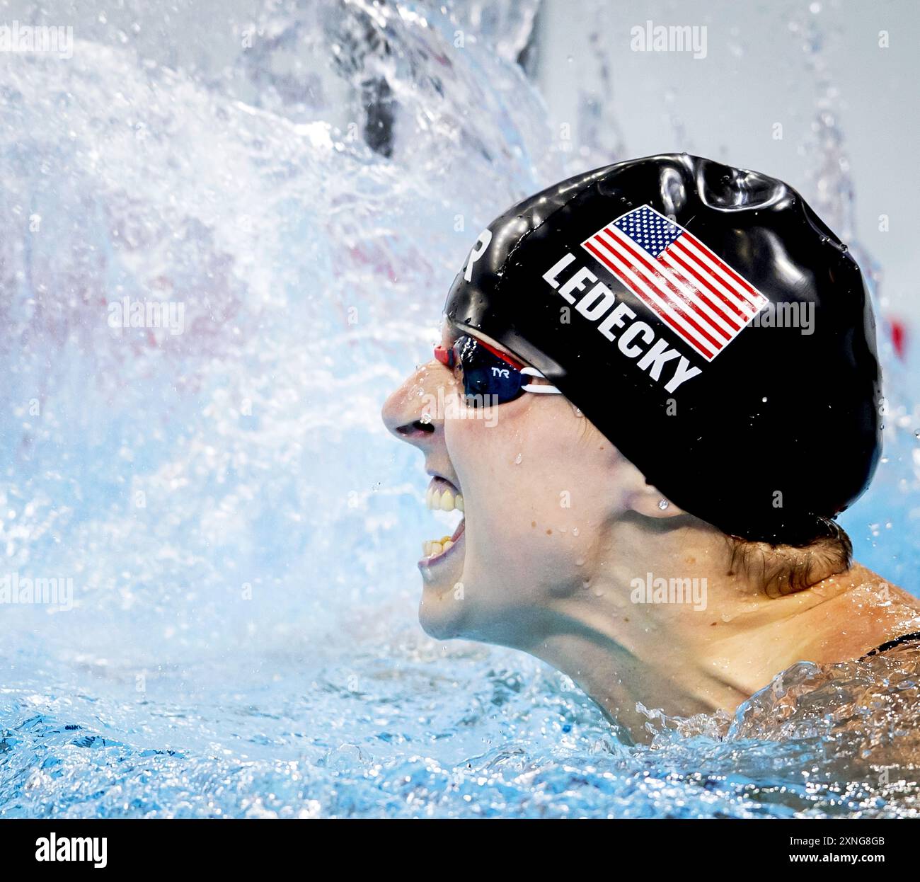 PARIS - Katie Ledecky after the 1500 meter freestyle final on the fifth ...