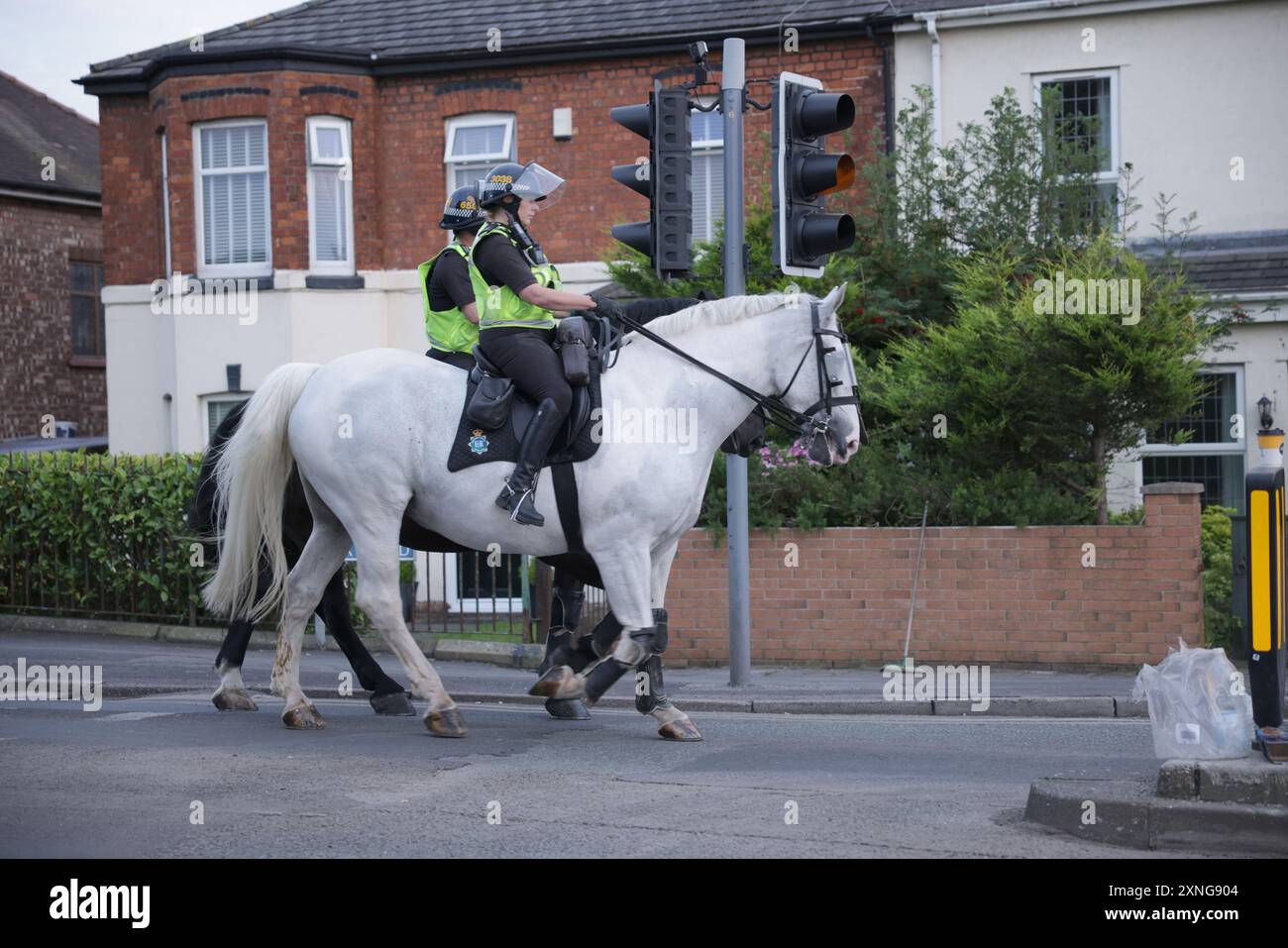 Mounted police officers patrol outside Southport Islamic Centre Mosque ...