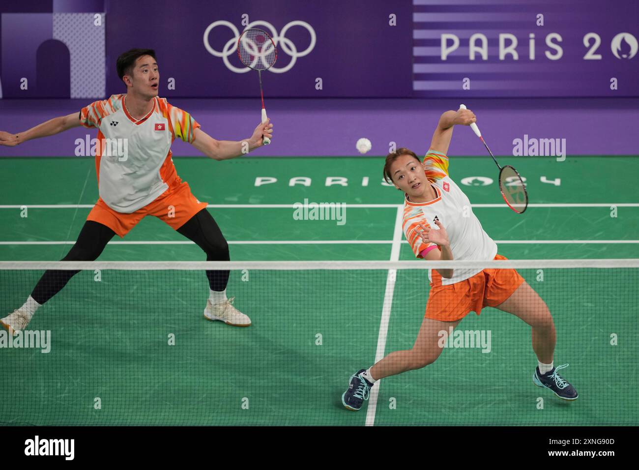 Hong Kong's Tan Chun Man and Tse Ying Tsuet play against South Korea's ...