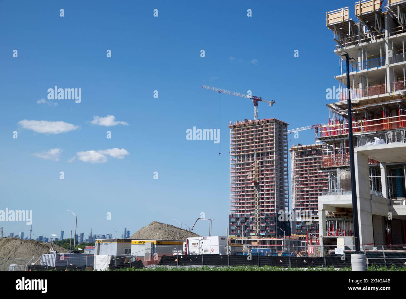 New apartment construction site with Toronto skyline in background ...