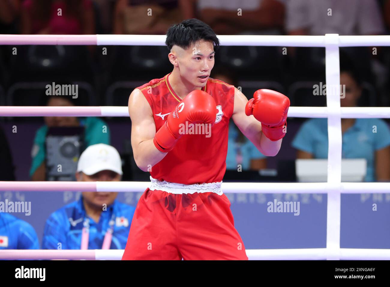 Villepinte, France. 31st July, 2024. Shudai Harada (JPN) Boxing : Men's 57kg Round of 16 during ...