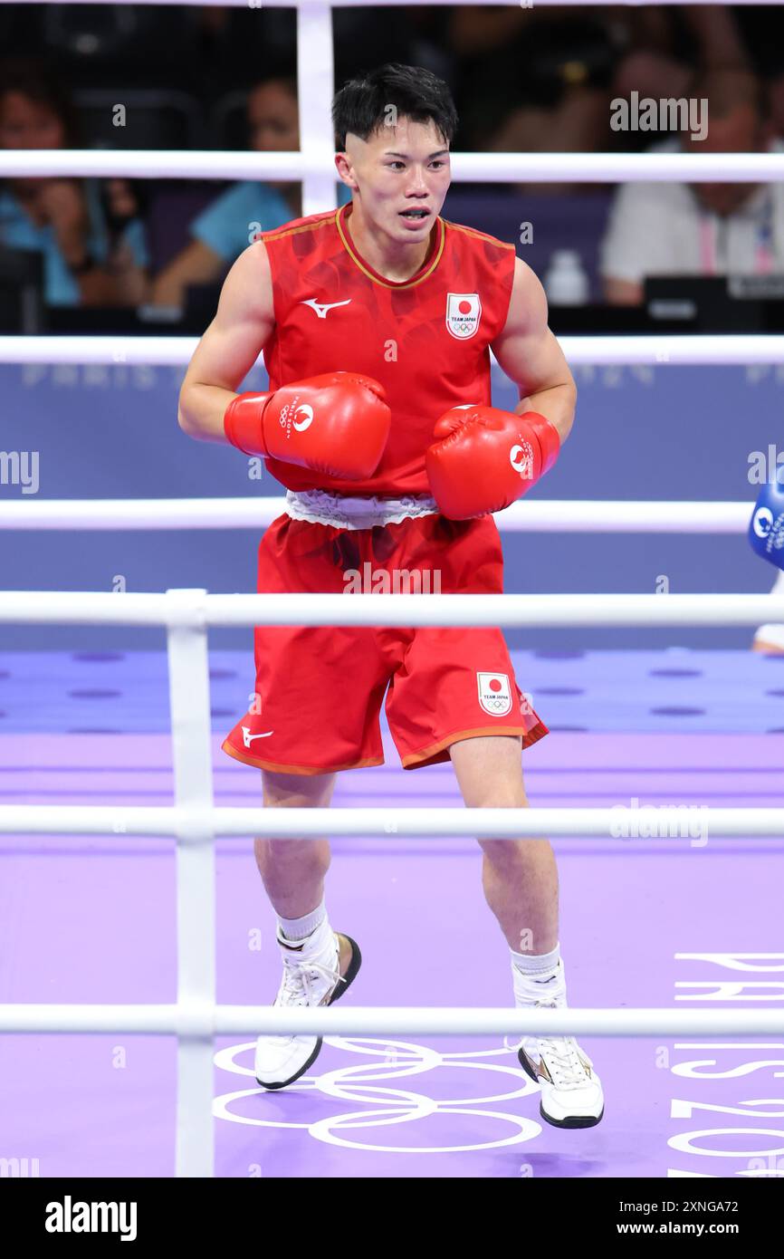 Villepinte, France. 31st July, 2024. Shudai Harada (JPN) Boxing : Men's 57kg Round of 16 during ...