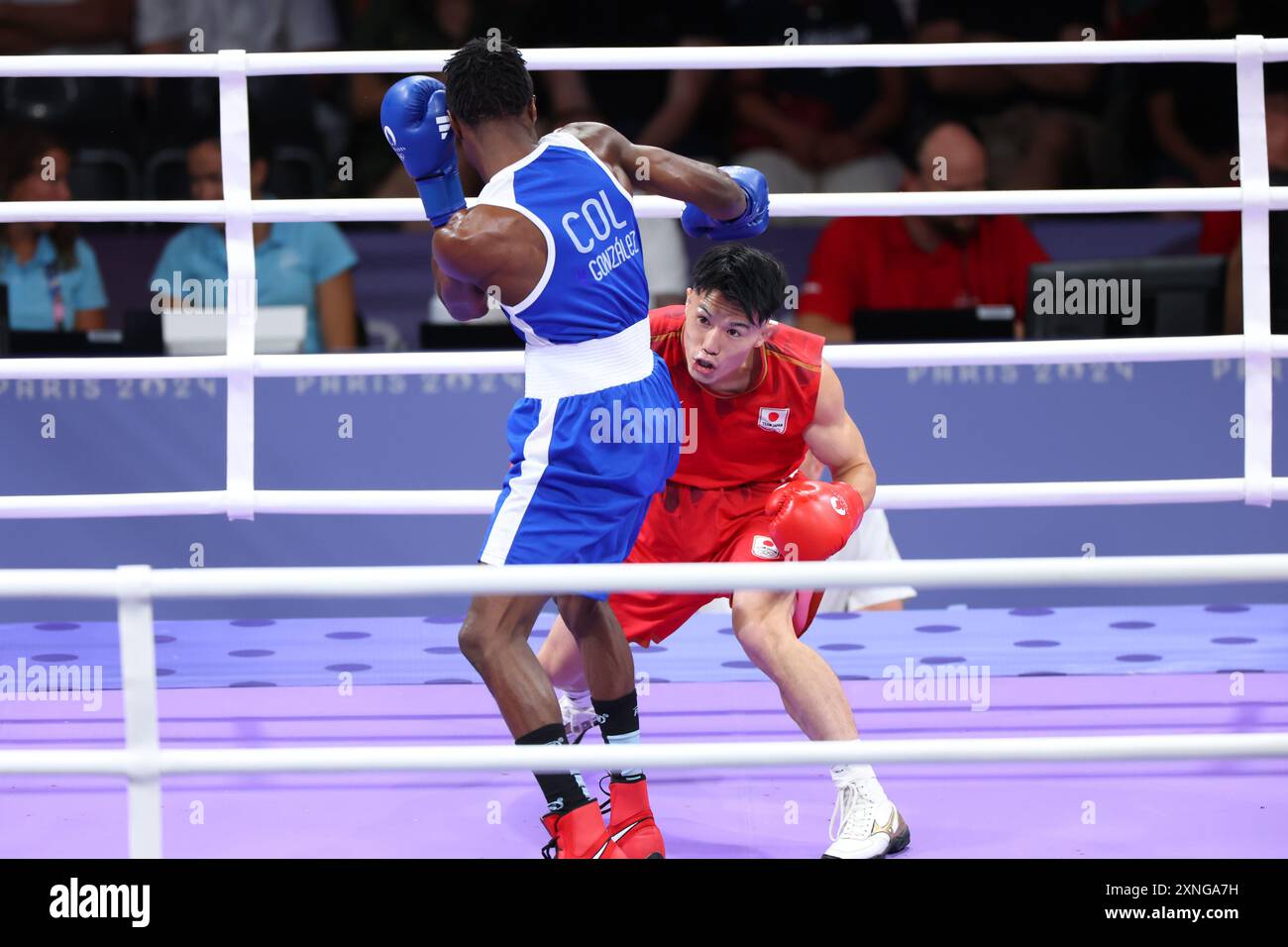 Villepinte, France. 31st July, 2024. Shudai Harada (JPN) Boxing : Men's 57kg Round of 16 during ...