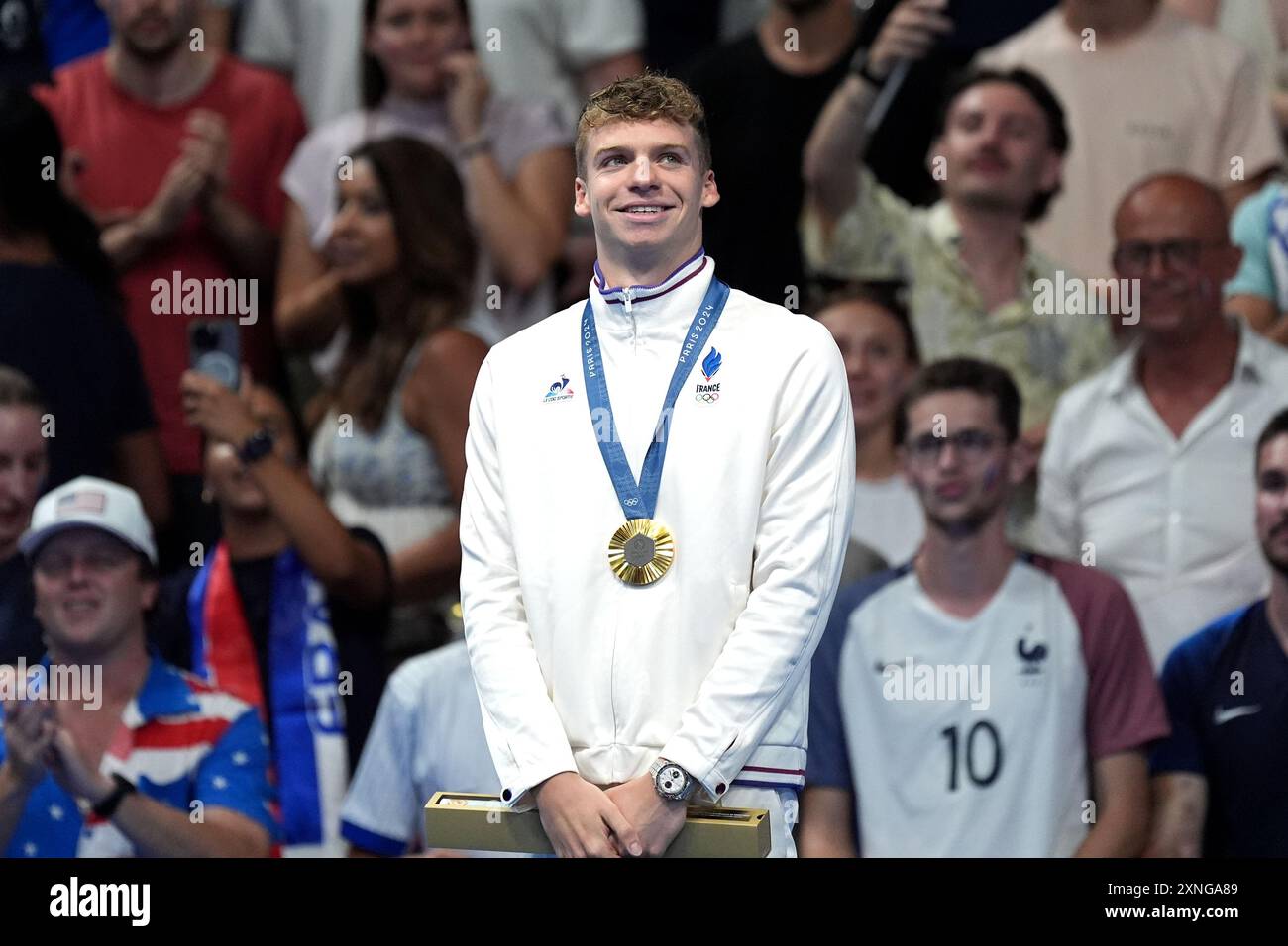 France's Leon Marchand after winning the men's 200m butterfly final at ...