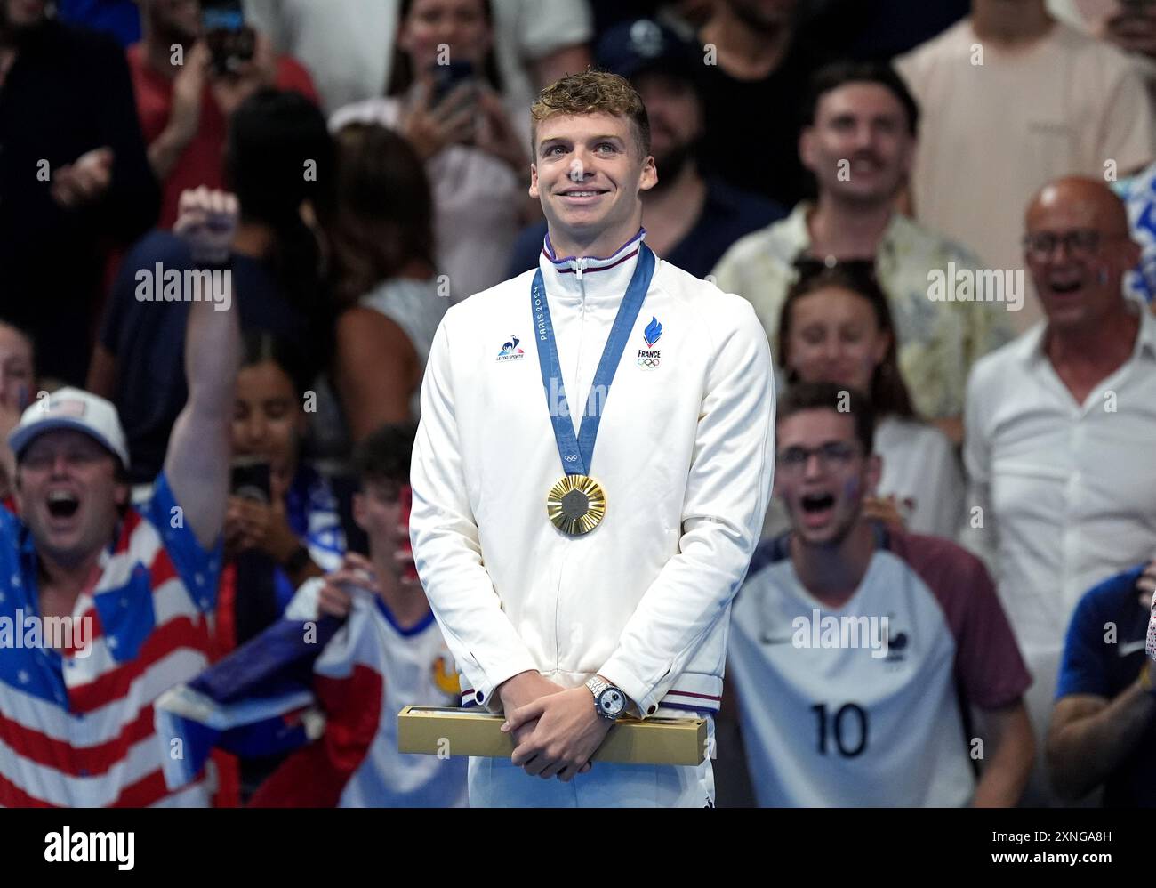 France's Leon Marchand after winning the men's 200m butterfly final at ...
