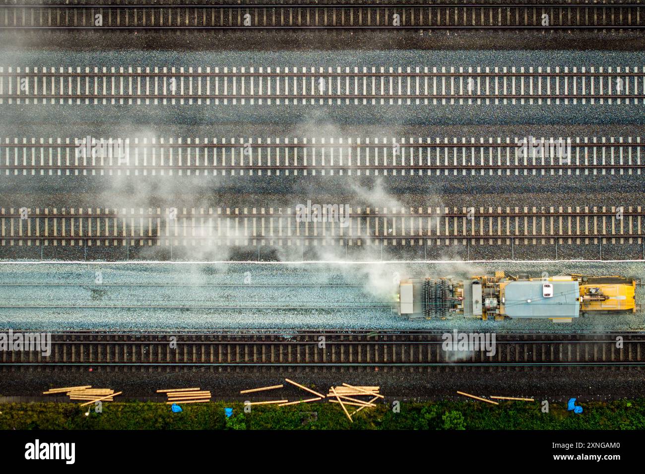 Duisburg, Germany. 31st July, 2024. A track-laying machine, also known ...