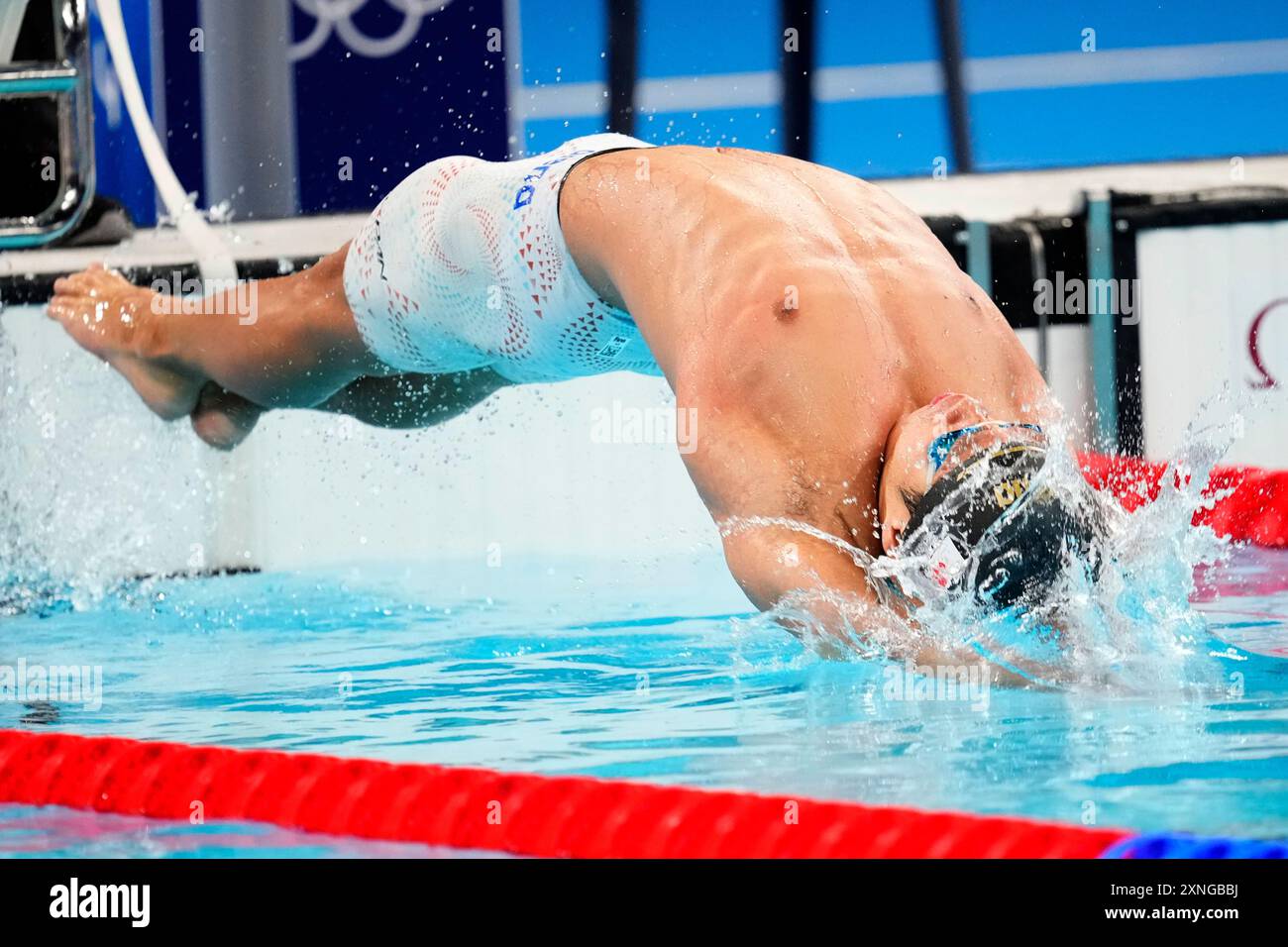 Hidekazu Takehara, of Japan, competes in the men's 200-meter backstroke ...