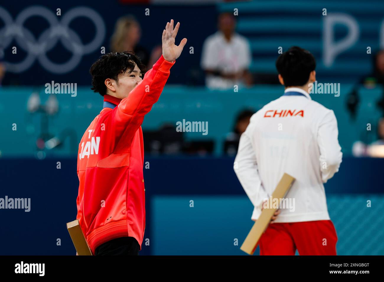 Gold medalist Shinnosuke Oka of Japan poses with their medals on the ...
