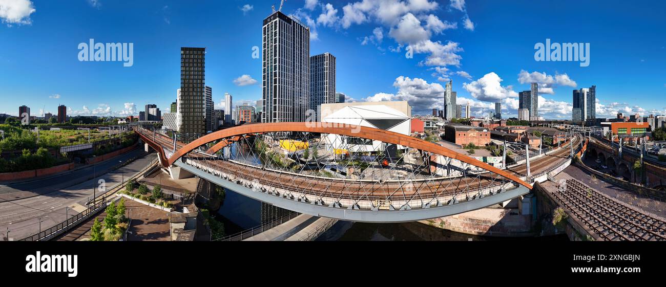Aerial image of Ordsall Chord rail-bridge and the footbridge in ...