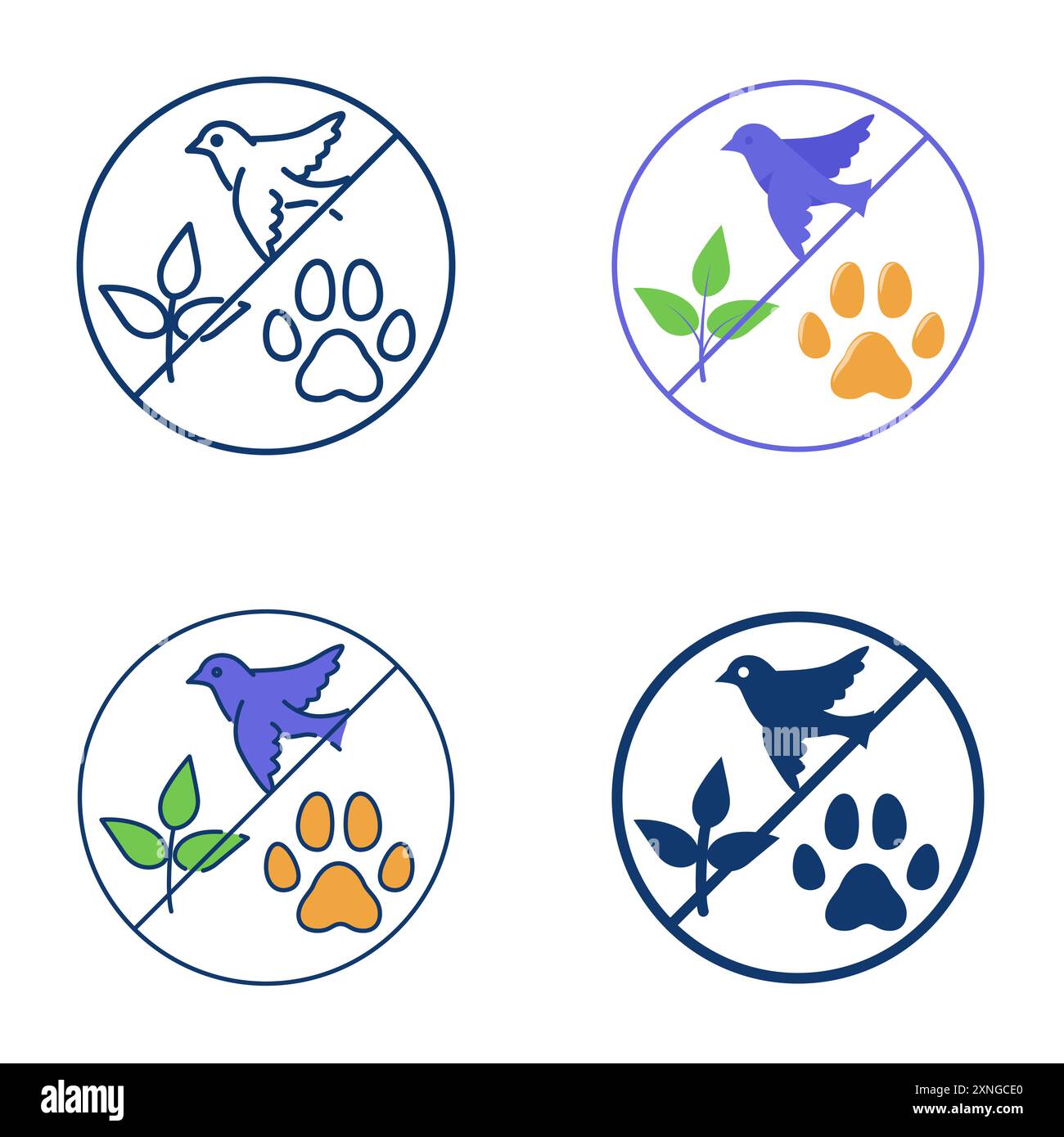 Loss of biodiversity icon set in flat and line style. Extinction of ...