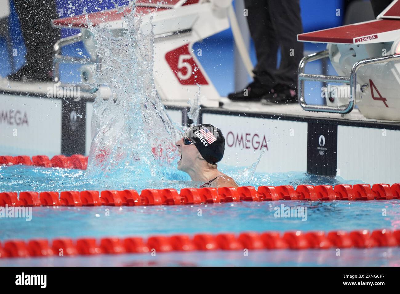Paris, France. 31st July, 2024. Katie Ledecky of Team United States ...