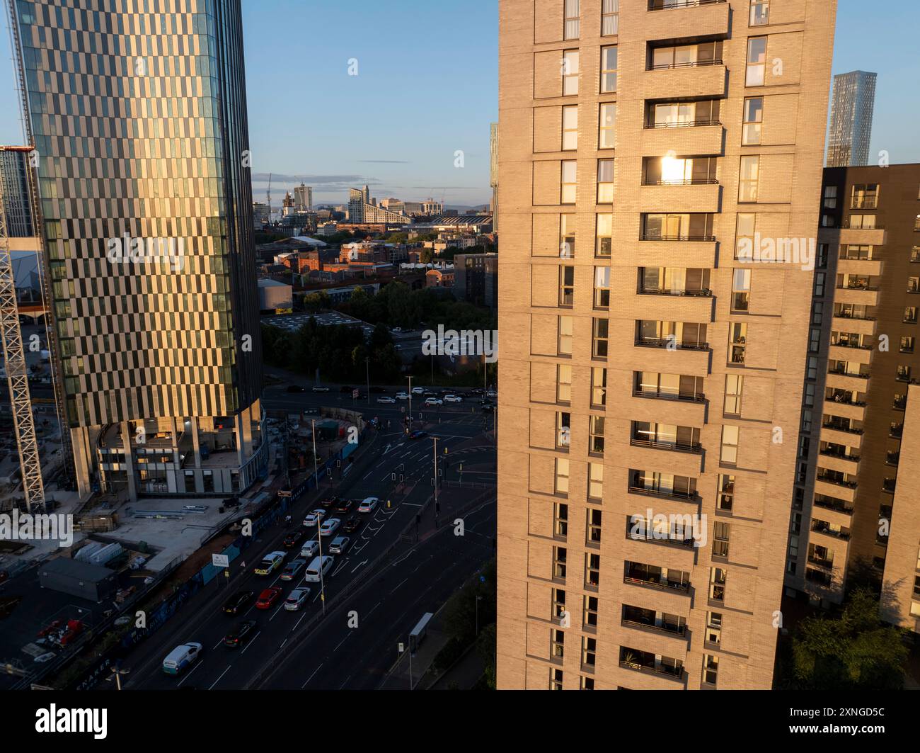Aerial image of Trinity Islands skyscraper cluster in Manchester UK and ...