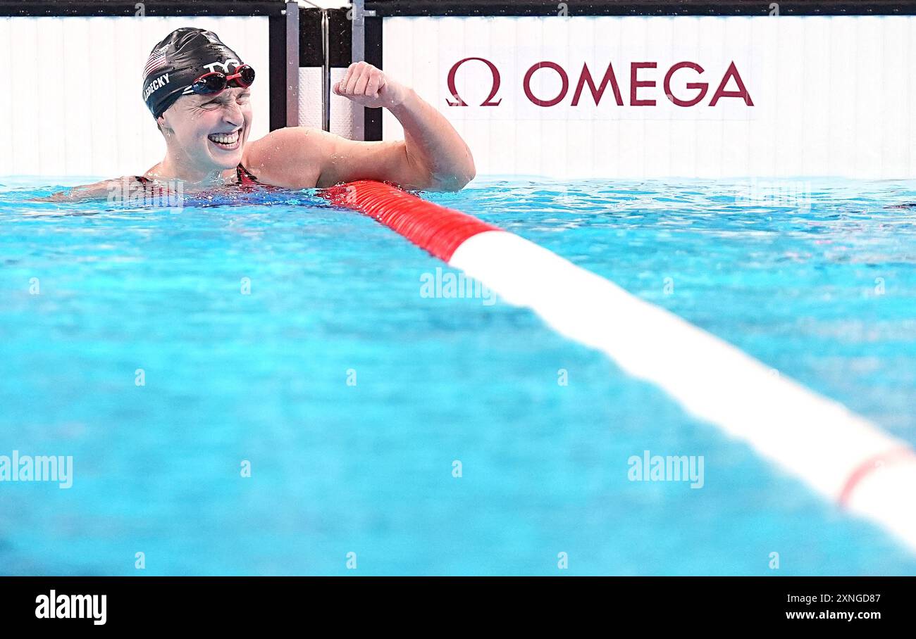 Paris, France. 31st July, 2024. Katie Ledecky of the United States ...