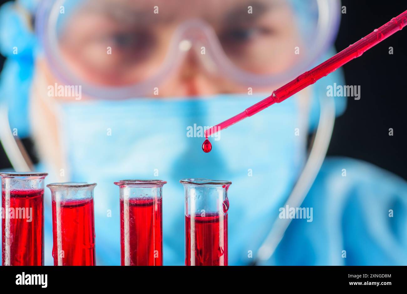 Blood test. Medical worker makes laboratory research analyzing blood ...