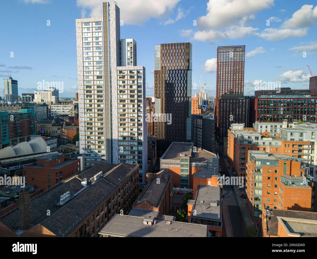 Aerial view of Manchester cityscape with old and new buildings Stock ...