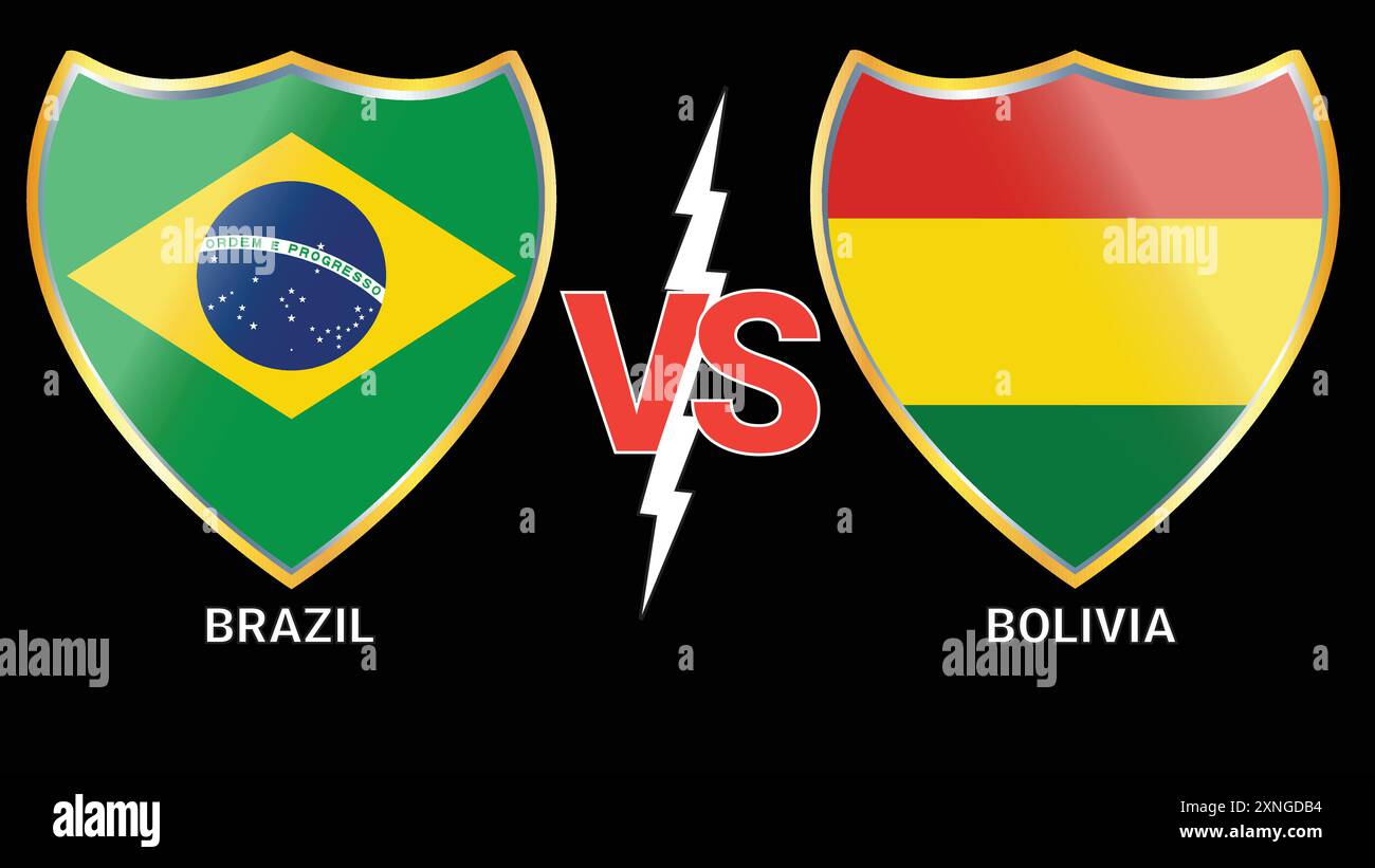 Brazil vs Bolivia Soccer Match: Black Background with Versus Flags in ...