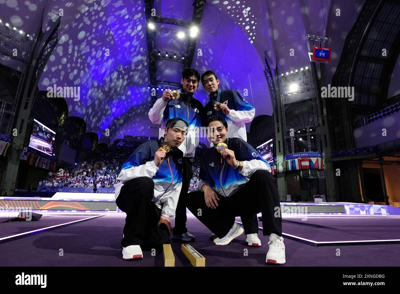 South Korea's fencers Oh Sanguk, Gu Bongil, Park Sangwon and Do ...