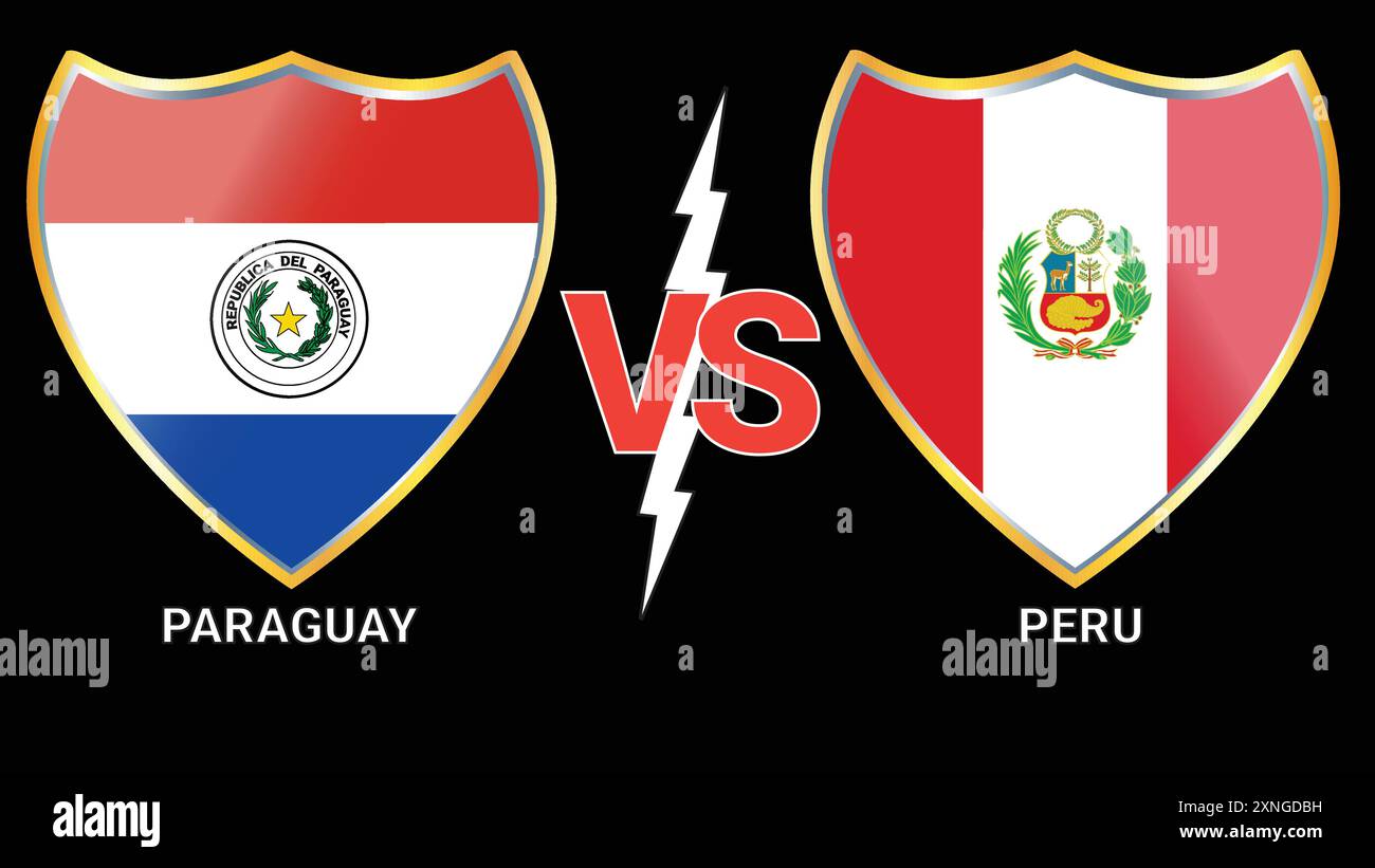 Intense Soccer Clash: Paraguay vs Peru with Black Background and Versus ...