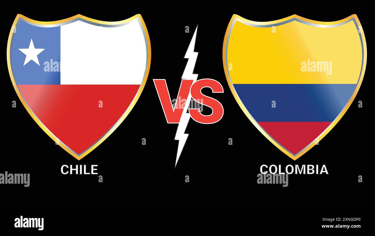 Intense Soccer Clash: Chile vs Colombia with Black Background and ...