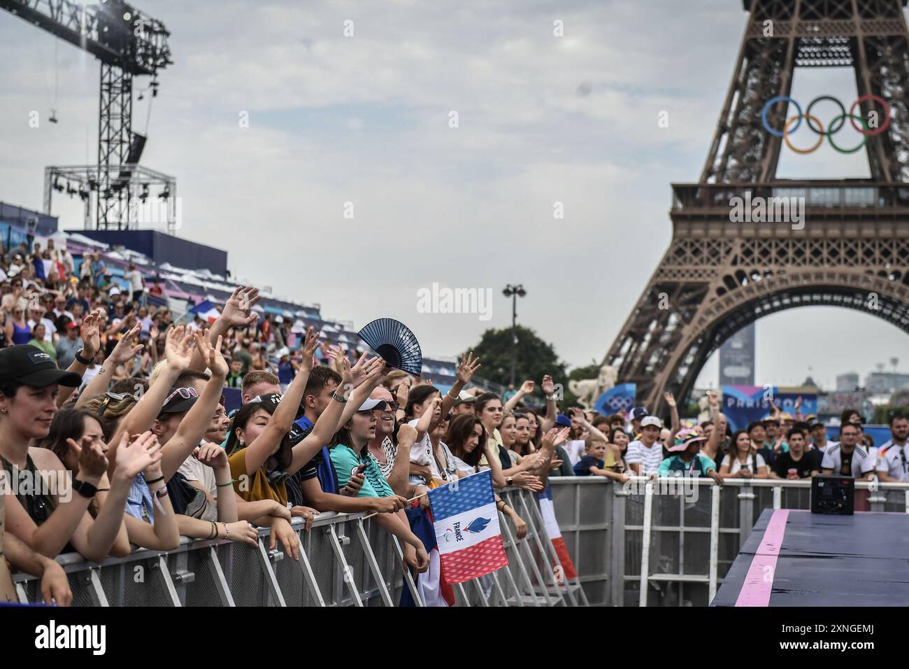 Paris, France. 31st July, 2024. Fans react as they welcome champions at ...