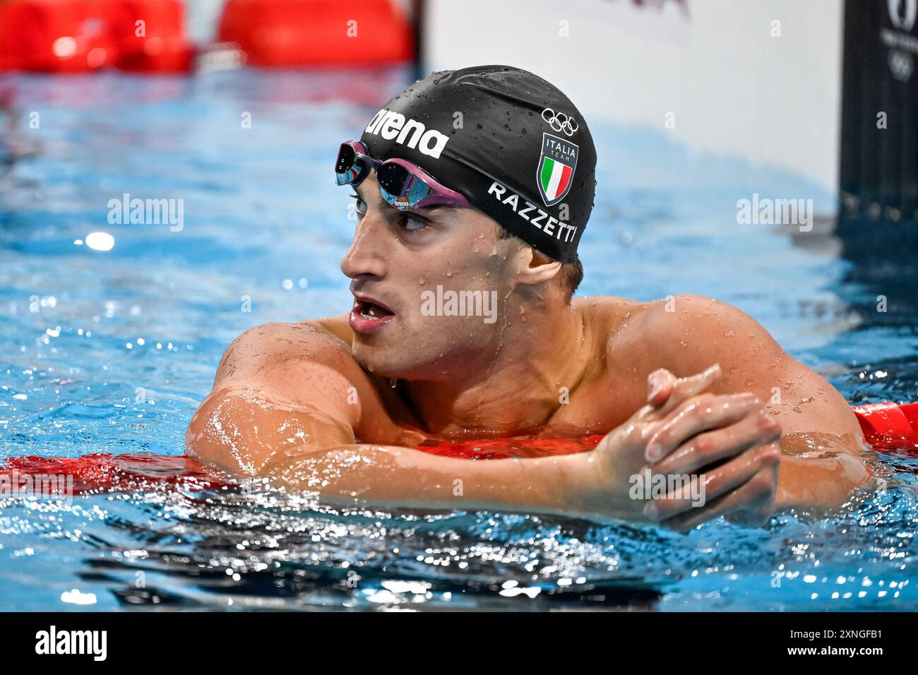 Paris, France. 31st July, 2024. Alberto Razzetti of Italy reacts after ...
