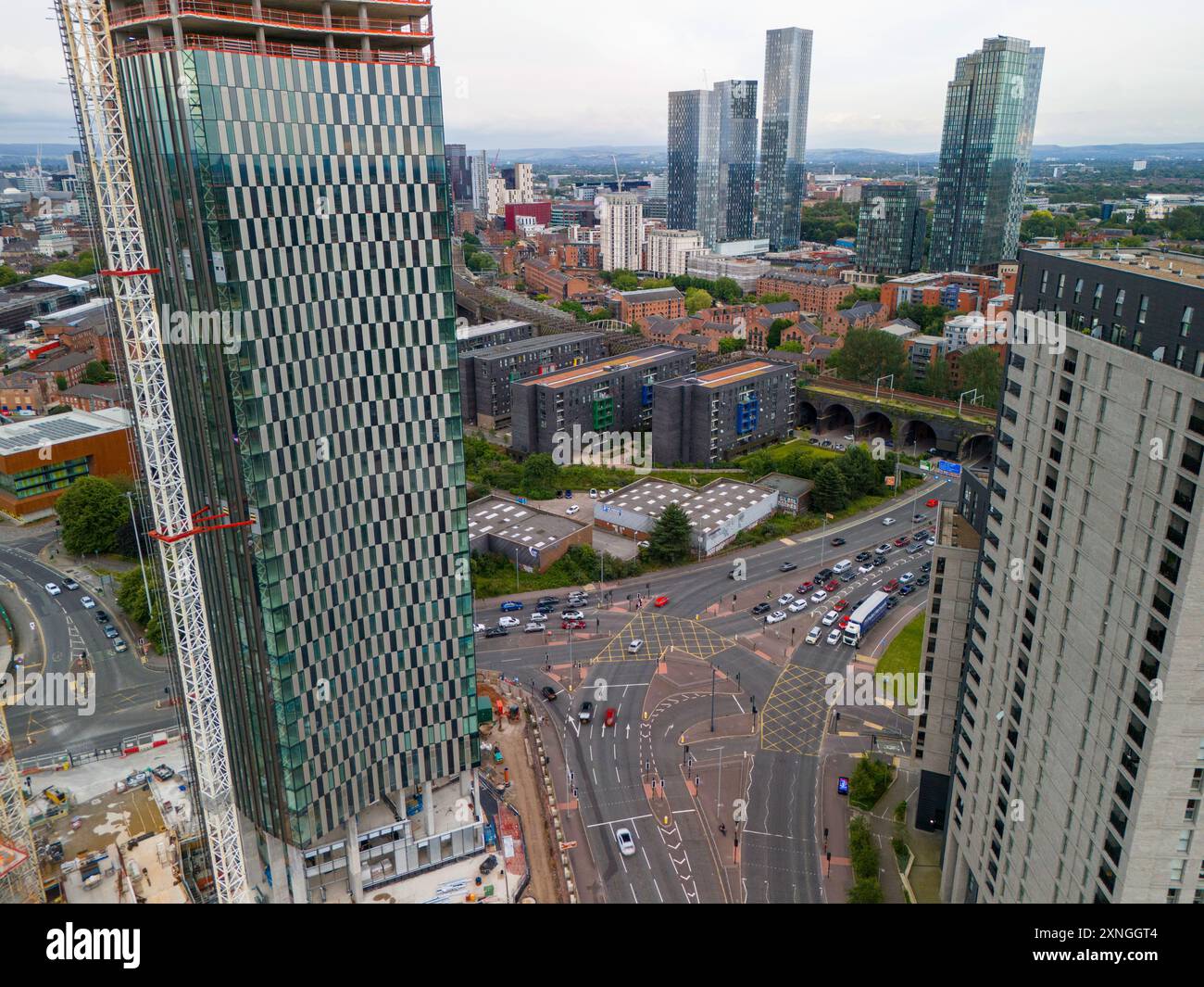 Aerial image of Trinity Islands skyscraper cluster in Manchester UK and ...