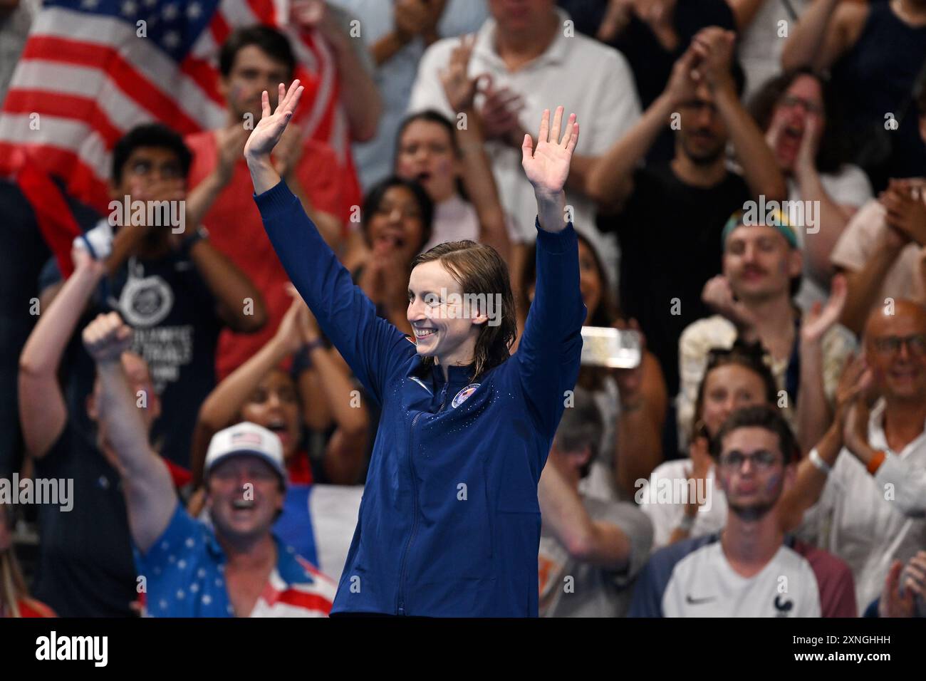 Paris, France. 31st July, 2024. Gold medallist American swimmer Katie ...