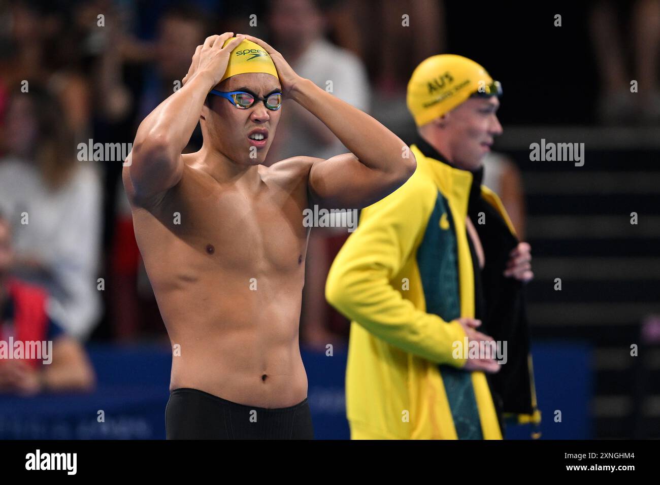 Paris, France. 31st July, 2024. Australian swimmer Joshua Yong ahead of ...