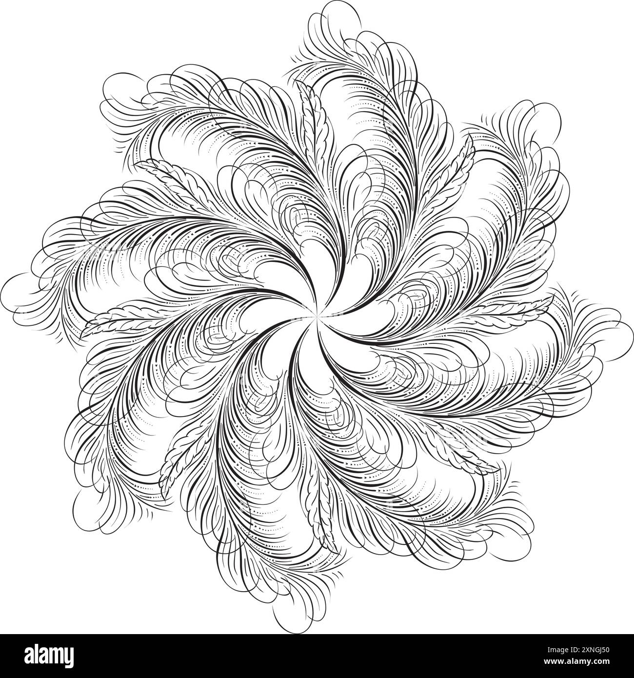 Star in decorative style. Round ornament. Calligraphic style. Vector ...