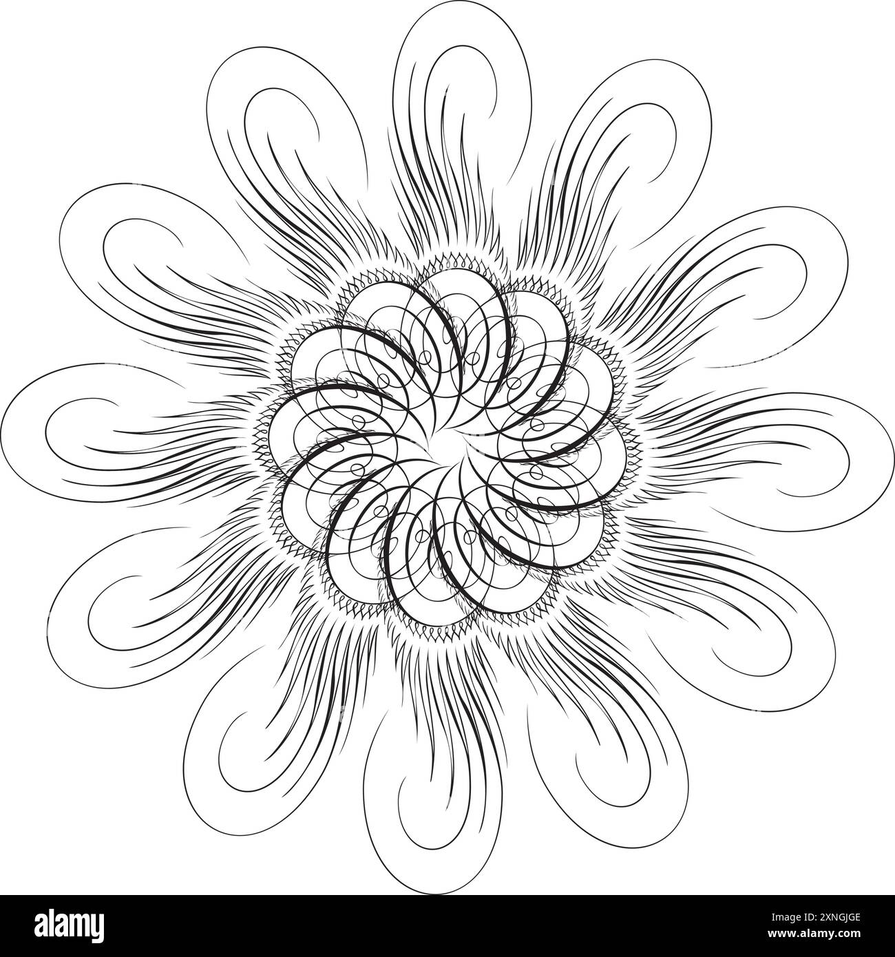 Star in decorative style. Round ornament. Calligraphic style. Vector ...