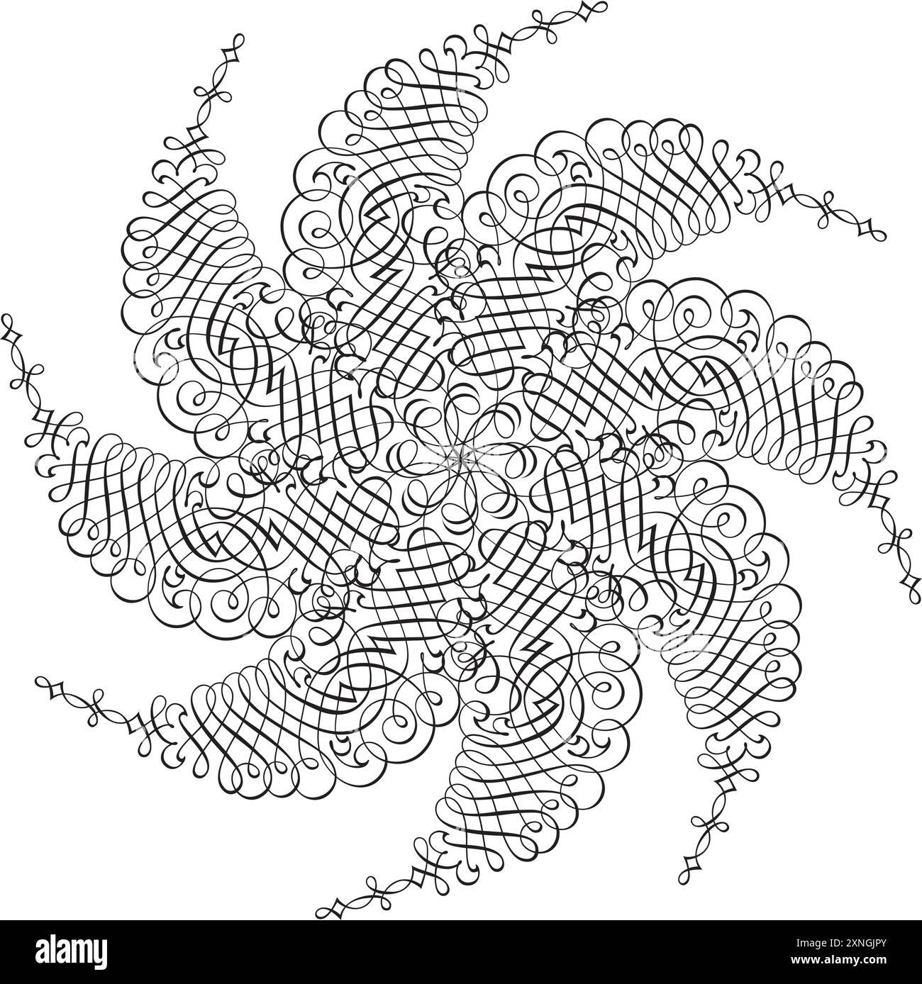 Star in decorative style. Round ornament. Calligraphic style. Vector ...