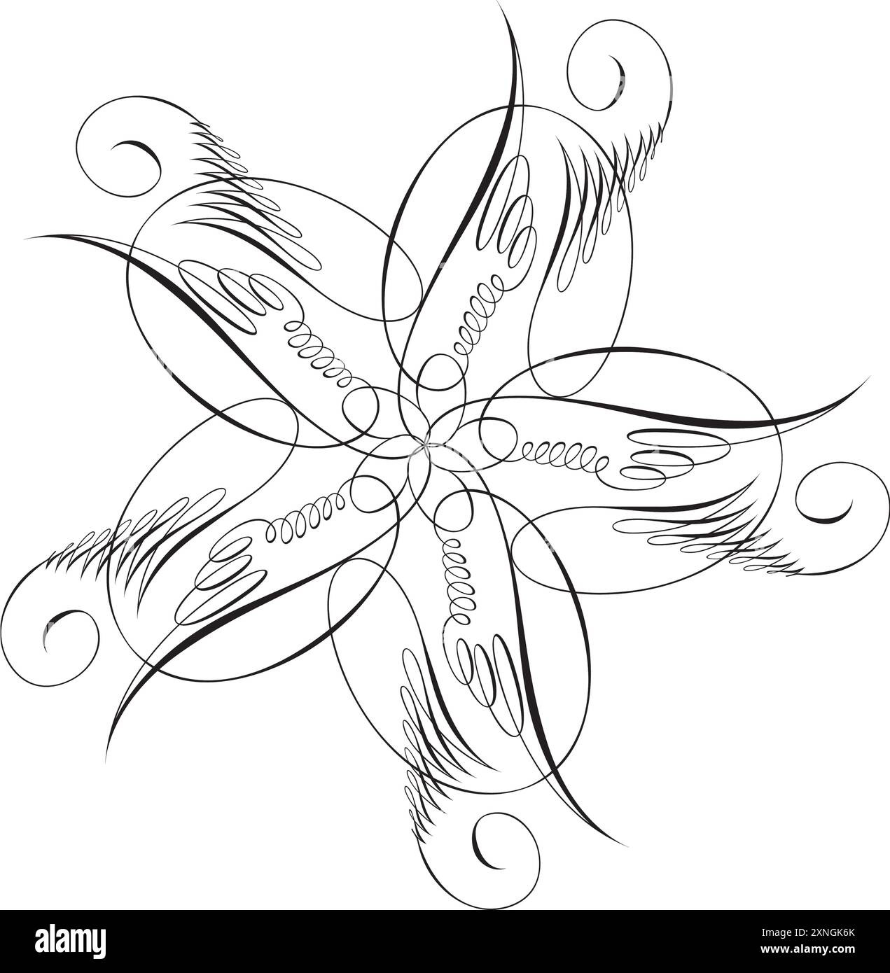 Star in decorative style. Round ornament. Calligraphic style. Vector ...