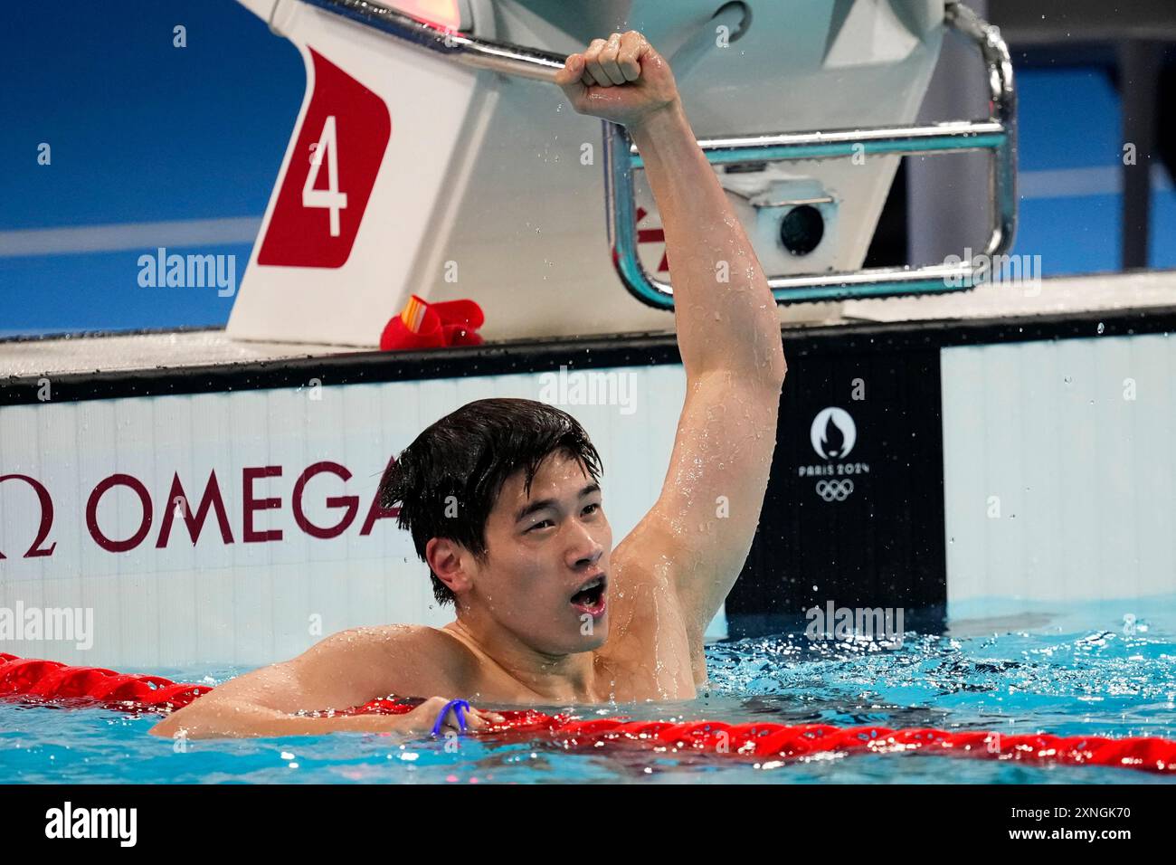 Pan Zhanle, of China, reacts after winning the men's 100-meter ...